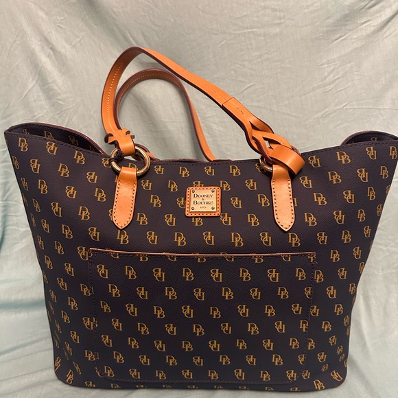 Dooney & Bourke | Bags | Dooney Bourke Black And Brown Logo Tote | Poshmark